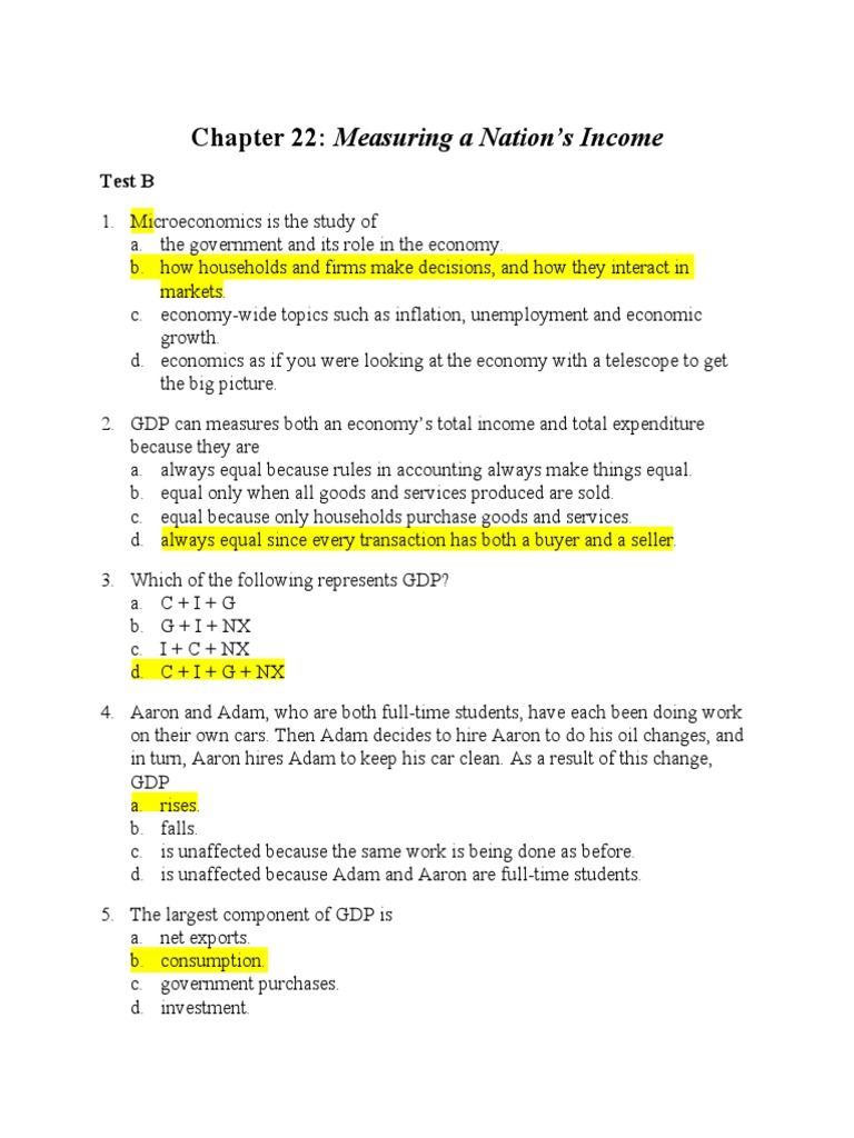 Chapter-5-Measuring-a-Nations-Income-Test-B | PDF