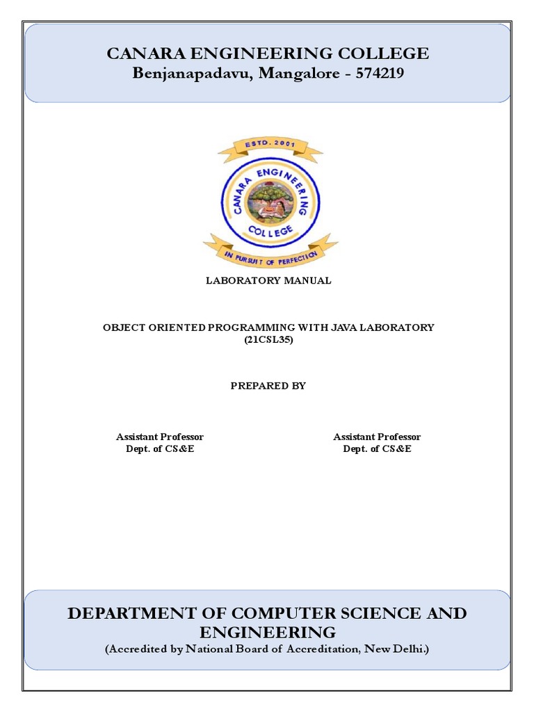 Lab Manual - OOC - 21CSL35 (Final) | PDF | Method (Computer Programming) | Constructor (Object ...
