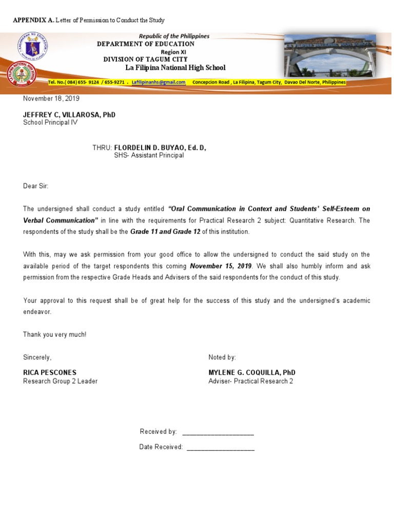 Appendix A. Letter-For-Research-Principal - Docx FINAL | PDF | Cognition