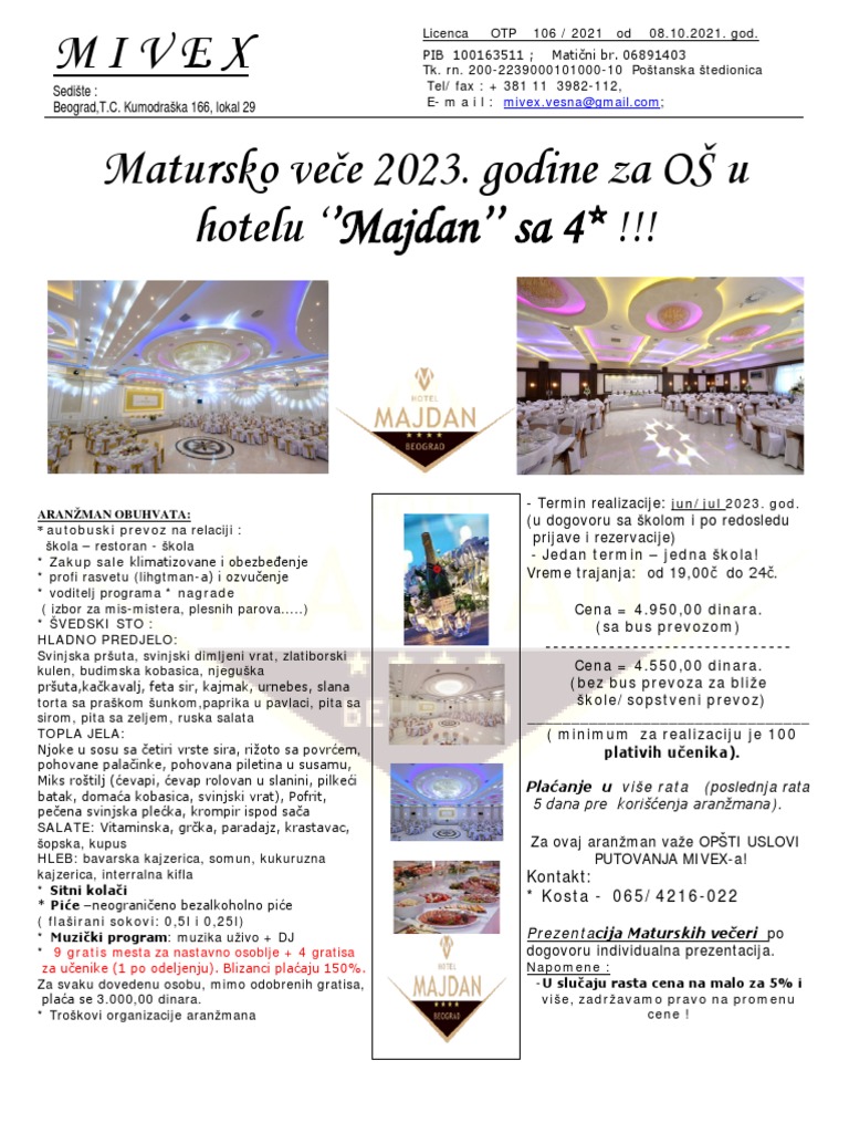 Mivex Matura Majdan 2023. | PDF