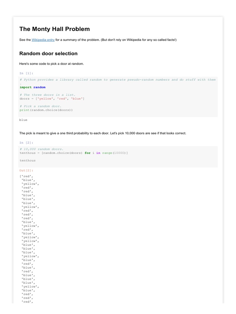 Monty-Hall GD | PDF | Computer Programming | Applied Mathematics