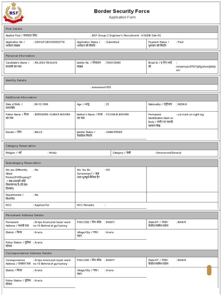 BSF - Preview Registration Form | PDF
