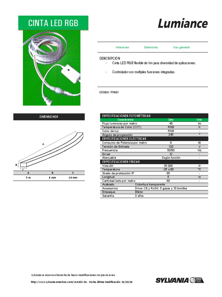 Ficha Tecnica RGB Luminance | PDF | Diodo emisor de luz | Encendiendo