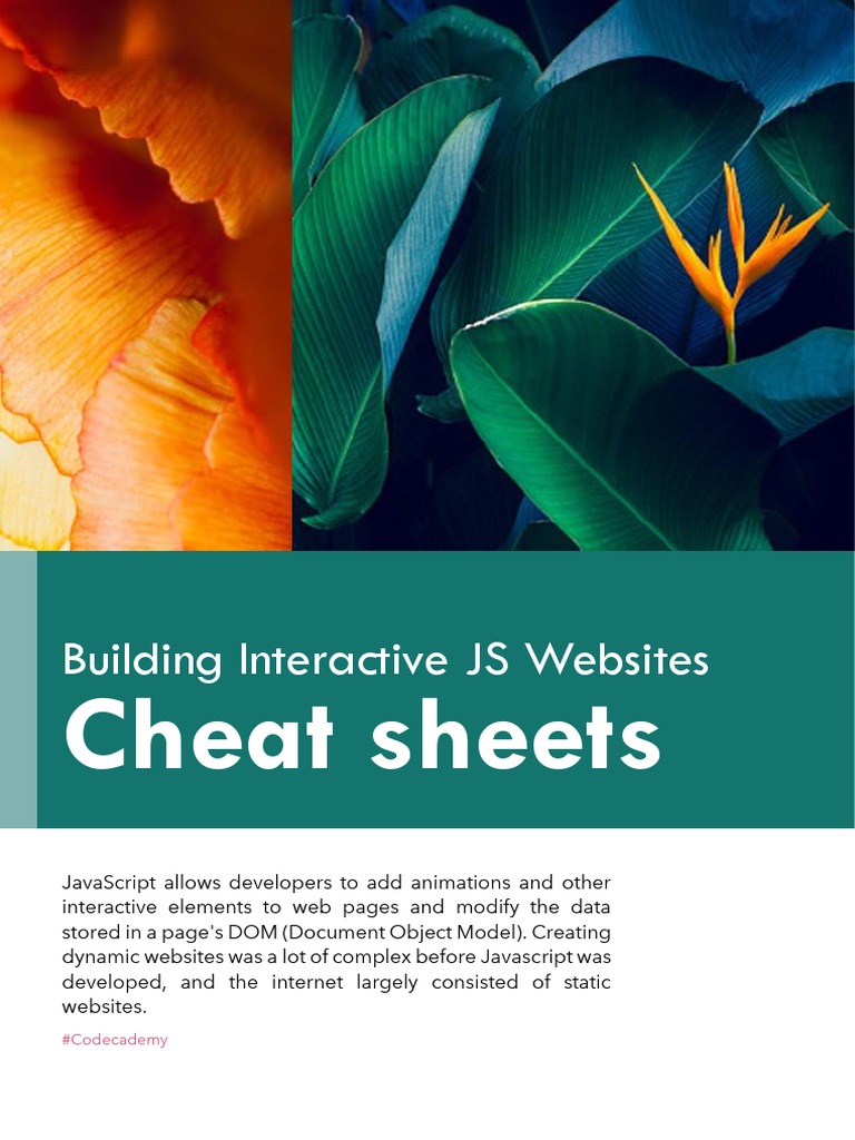 Building Interactive Js Websites Cheat Sheets Pdf Java Script Document Object Model 8613
