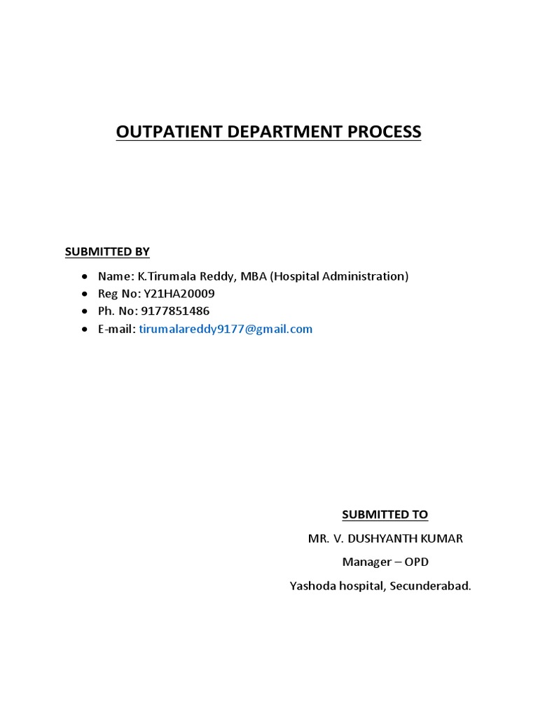 OPD Process Optimization | PDF | Hospital | Patient