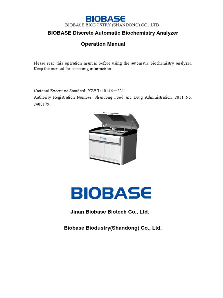 BIOBASE Discrete Automatic Biochemistry Analyzer - Operator Manual ...
