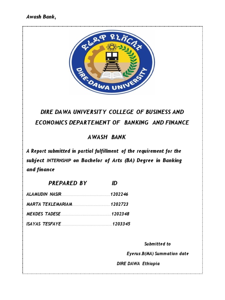 Awash Bank Internship Report 2023 | PDF | Banks | Swot Analysis