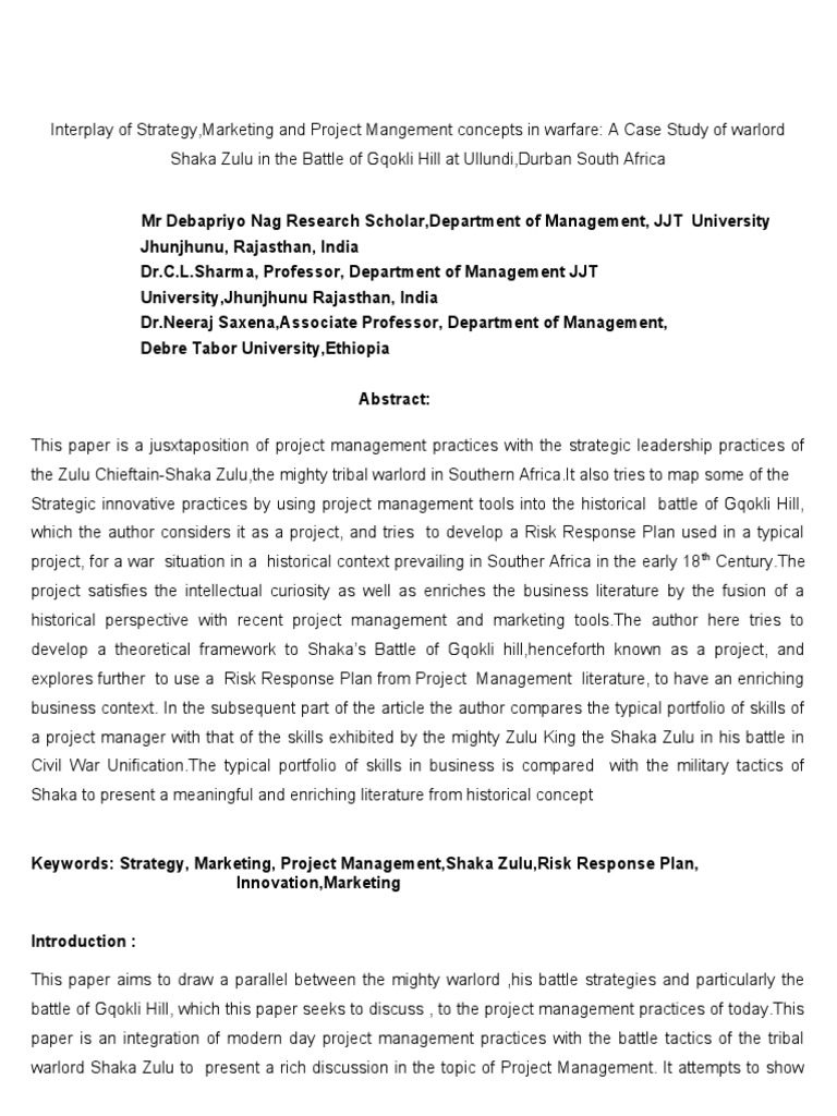 Interplay of Strategy Marketing and Project in Warfare - JJTU | PDF ...
