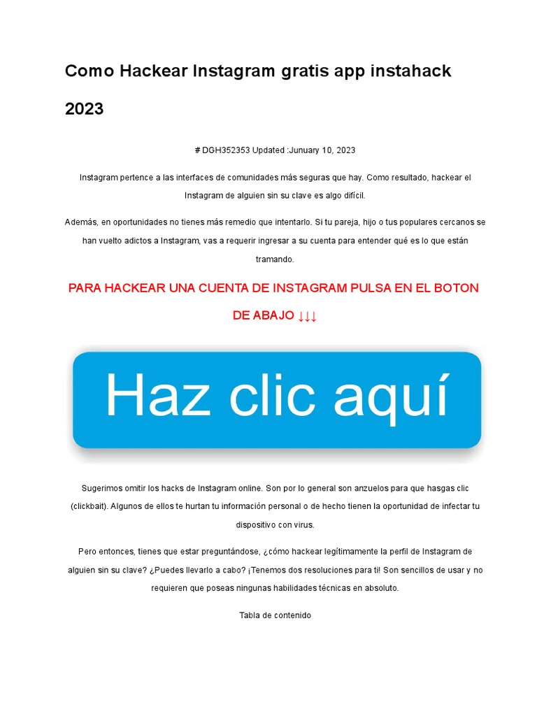 Como Hackear Instagram Gratis App Instahack 2023: para Hackear Una ...