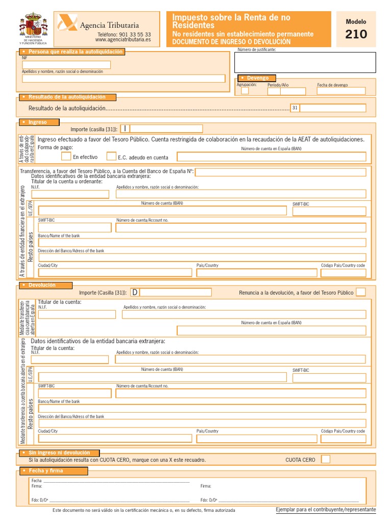 Agencia Tributaria: Impuesto Sobre La Renta de No Residentes | PDF ...