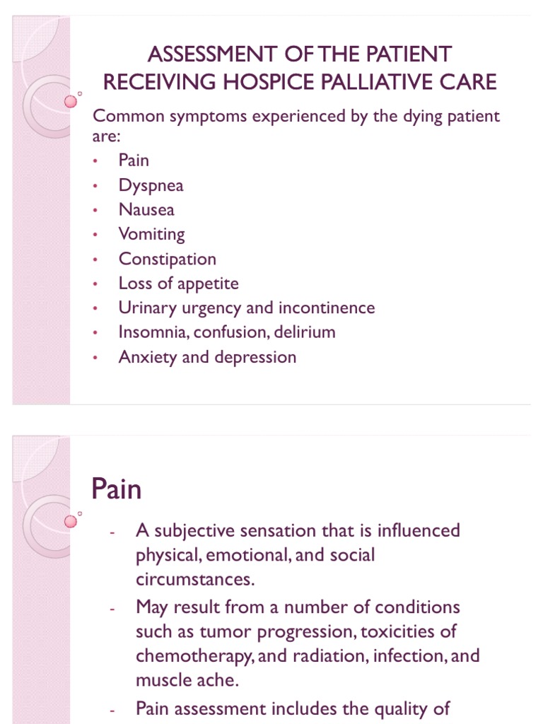 Hospice Palliative Care-Assessment | PDF