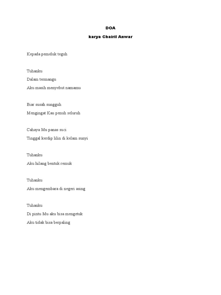 DOA Karya Chairil Anwar | PDF