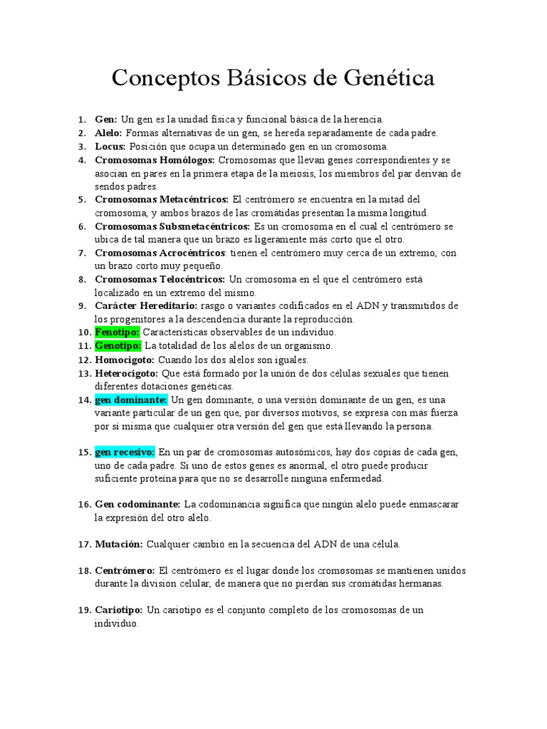 Conceptos Basicos de Genetica | PDF | Dominancia (Genética) | Alelo
