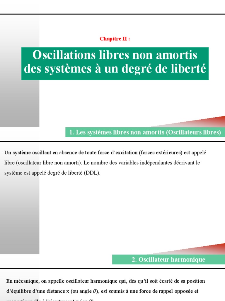 Oscillations libres non amorties en mécanique | PDF | Énergie kinétique ...