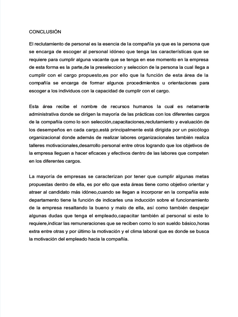 PDF Conclusiones Reclutamiento - Compress | PDF
