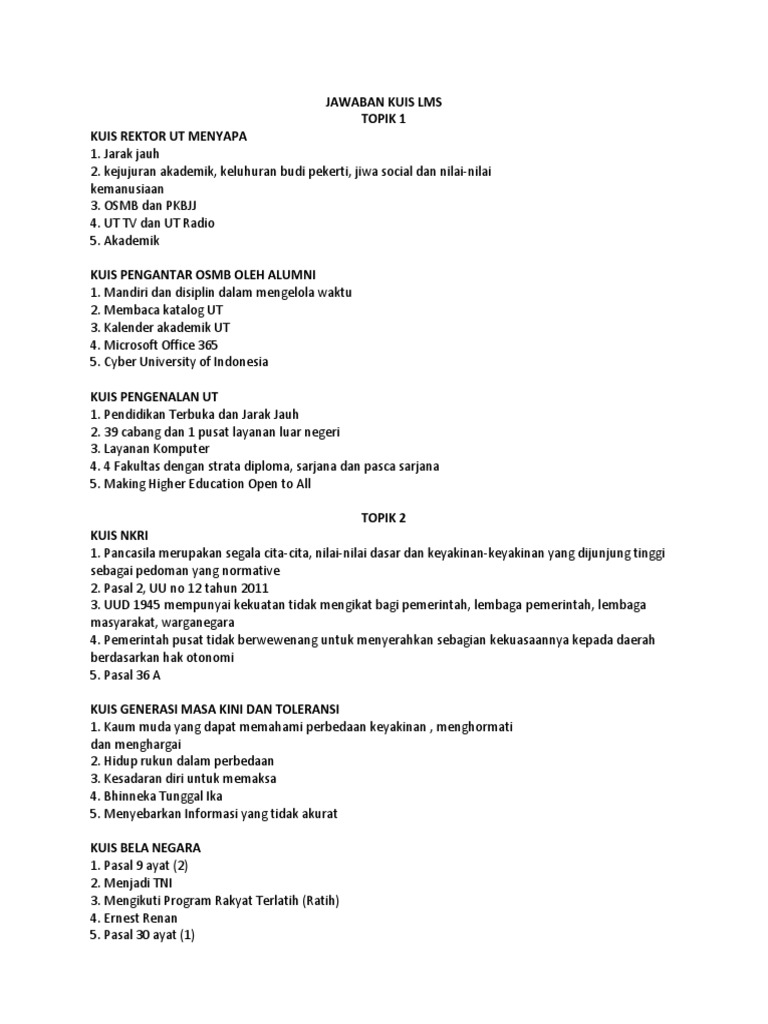 Jawaban Kuis LMS | PDF