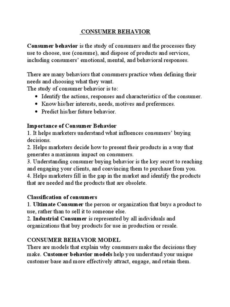 Consumer Behavior | PDF | Consumer Behaviour | Behavior