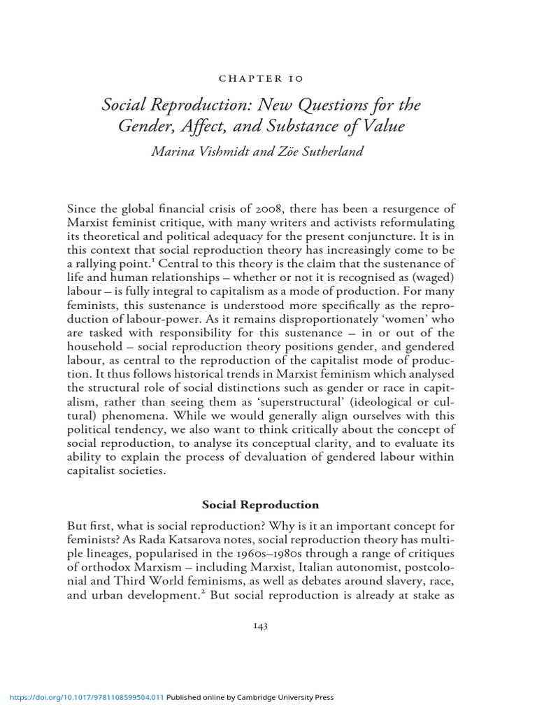 Social Reproduction New Questions For The Gender Affect and Substance ...