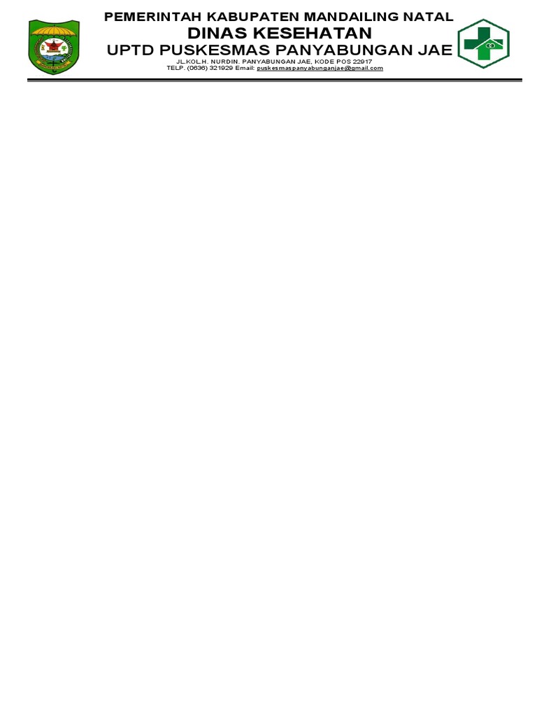 Dinas Kesehatan: Uptd Puskesmas Panyabungan Jae | PDF
