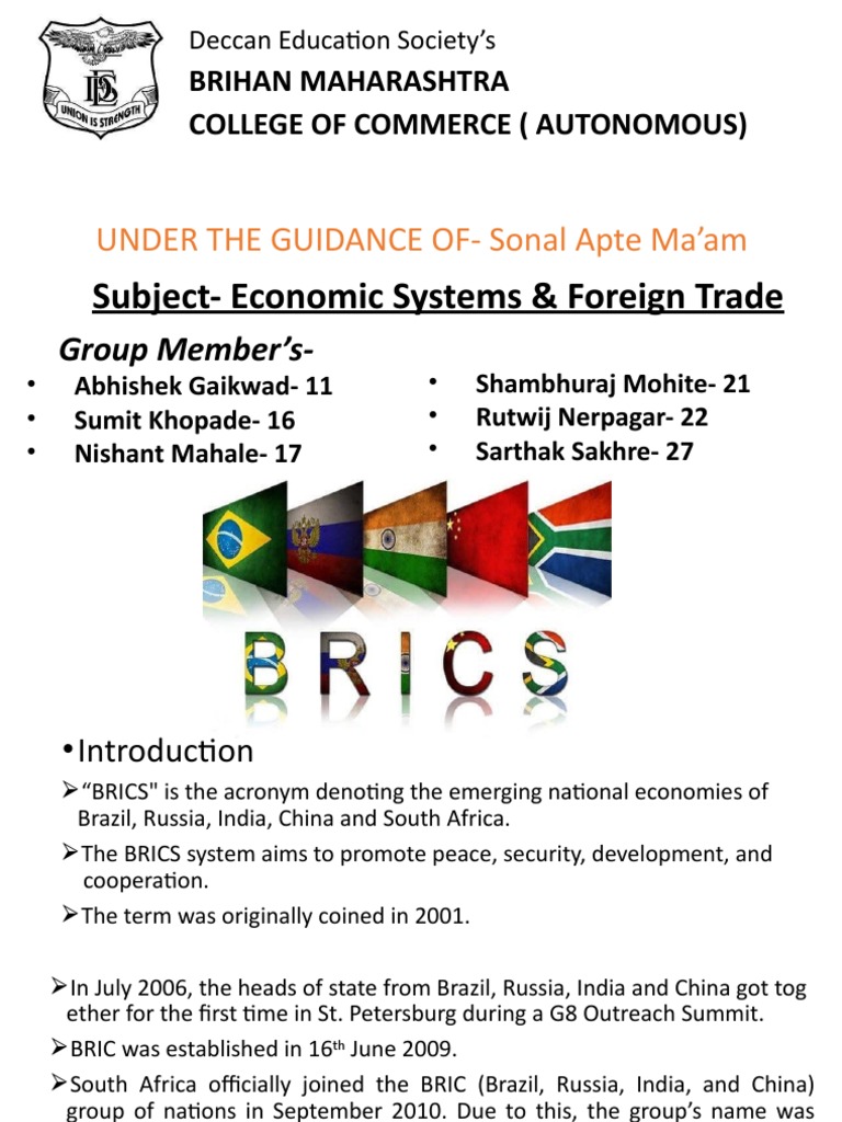 An Analysis of the BRICS Trade Bloc: Objectives, Achievements and ...