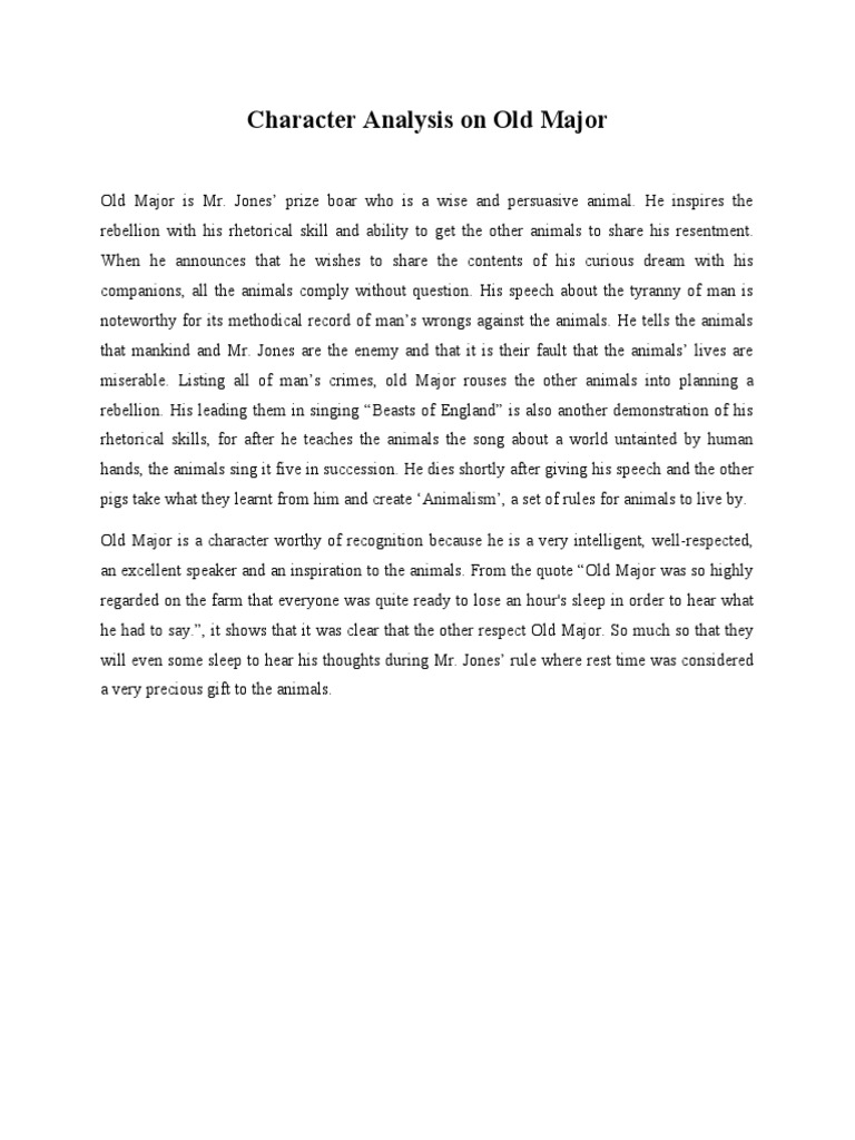 Character Analysis On Old Major | PDF
