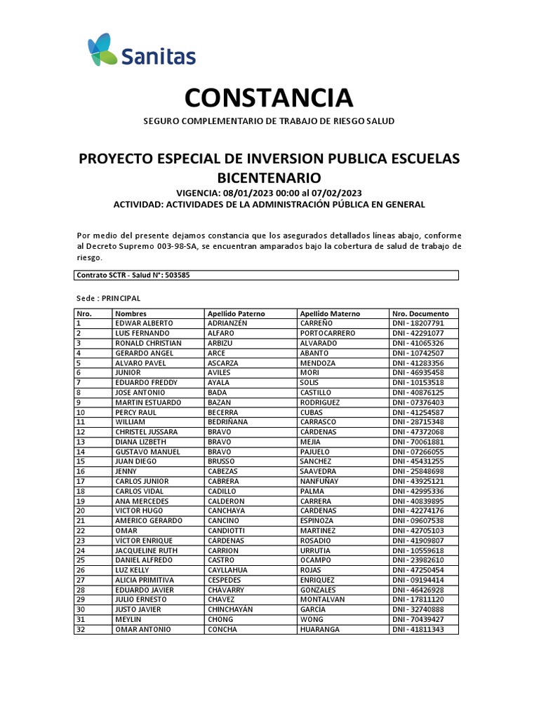 Constancia SCTR-S Ene 23 | PDF