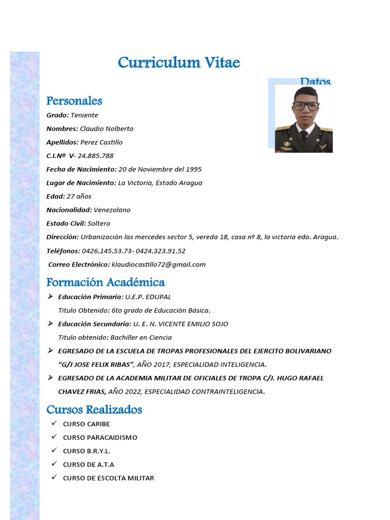 Curriculum Vitae: Datos Personales | PDF