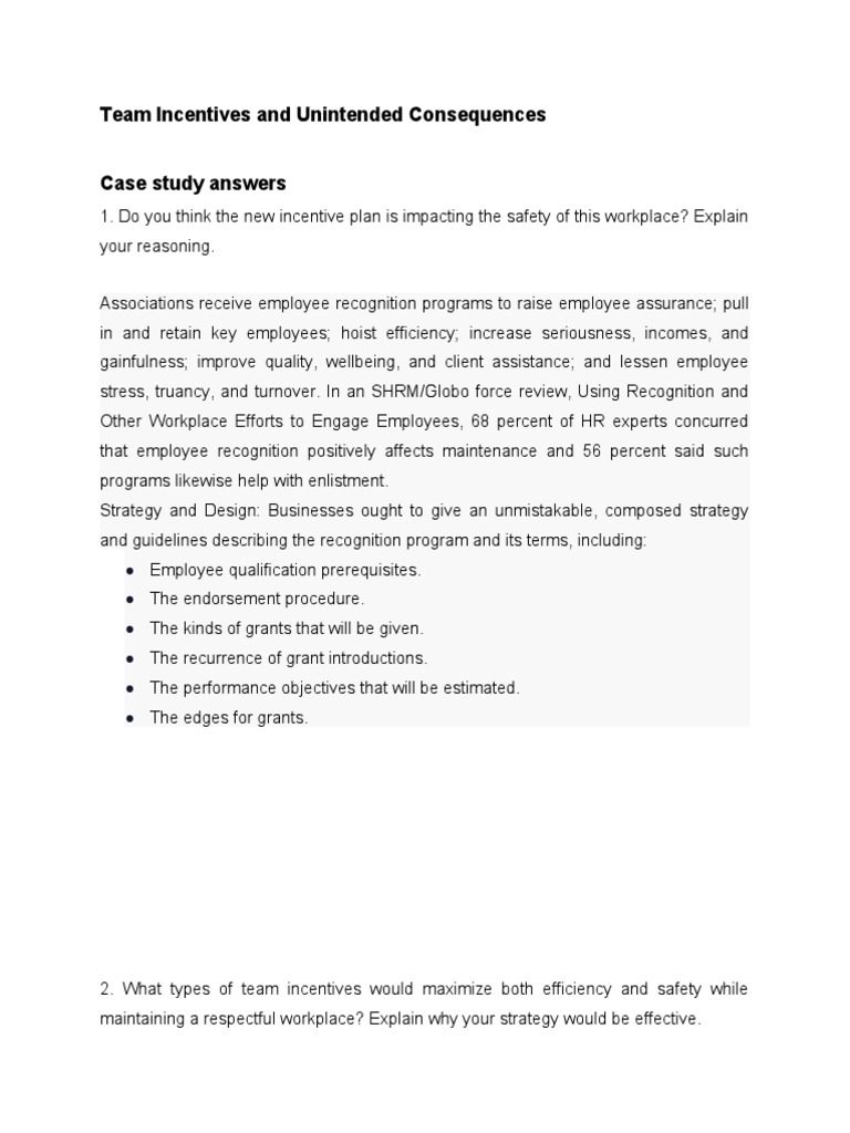 Team Incentives and Unintended Consequences | PDF | Incentive | Employment