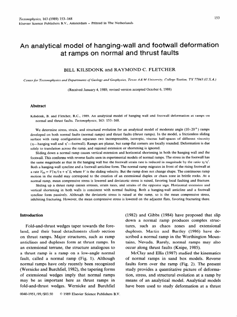 An Analytical Model of Hanging-Wall and Footwall Deformation at Ramps ...