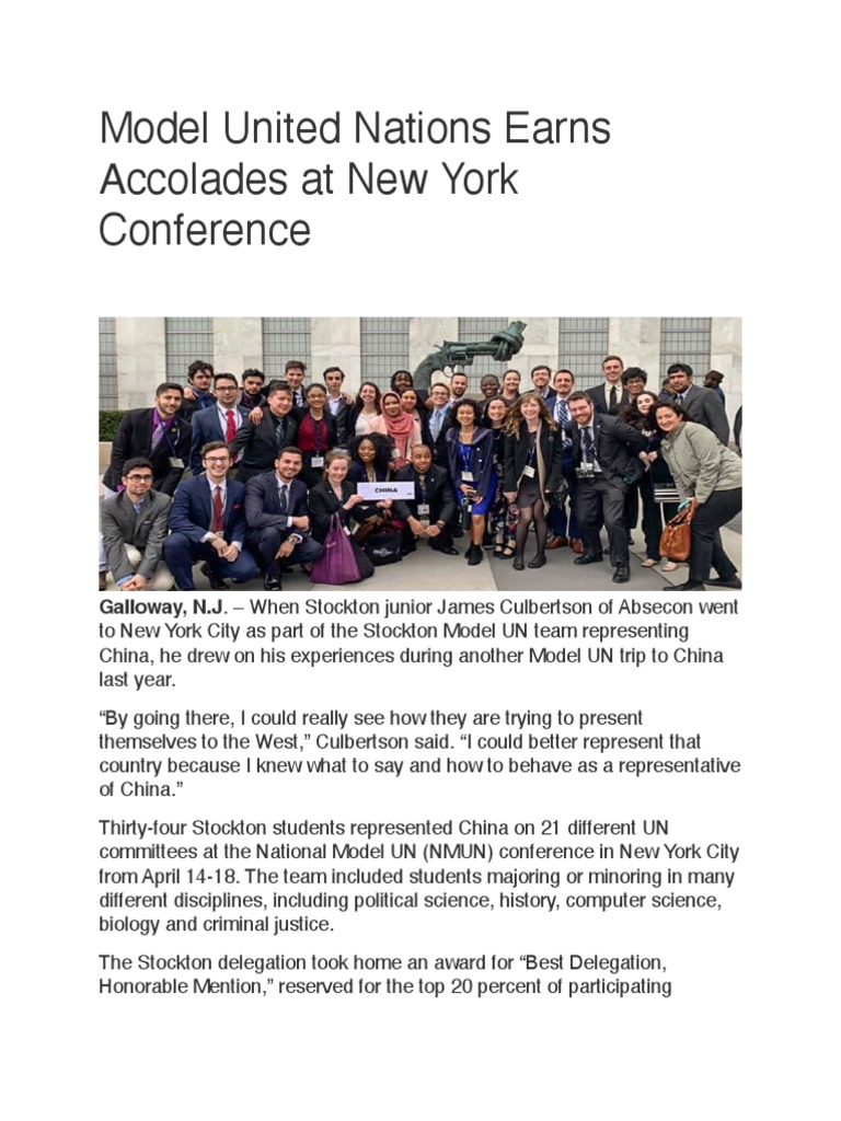 Model Un Nyc Article | PDF | Science