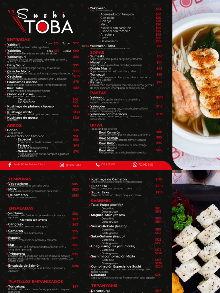 Menu-Sushi-Toba_compressed | PDF | Mariscos | Alimentos