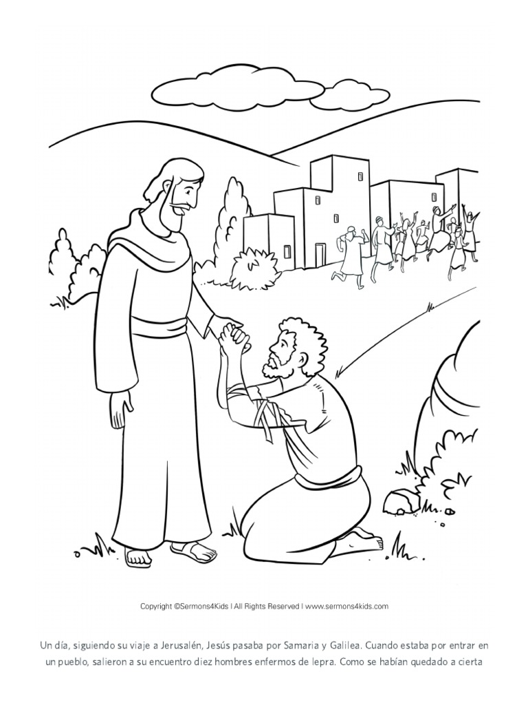 Jesús Cura A Diez Leprosos Página para Colorear - Sermo... | PDF