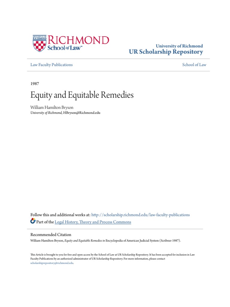 Equity and Equitable Remedies | PDF | Equity (Law) | Common Law