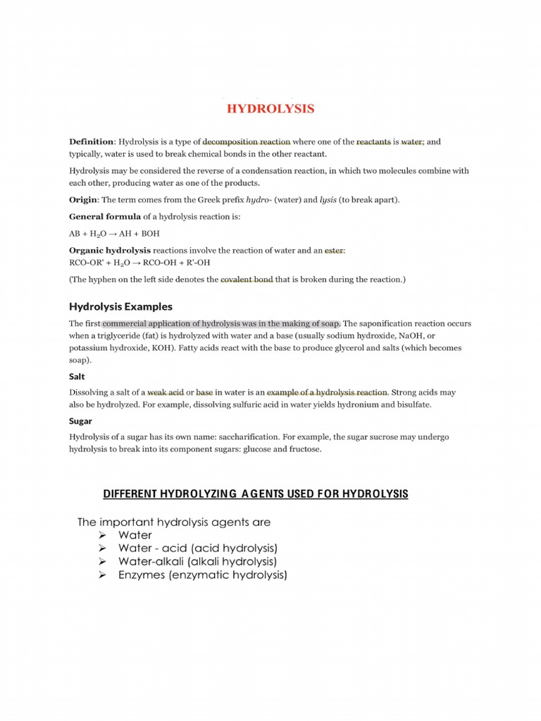 Hydrolysis | PDF