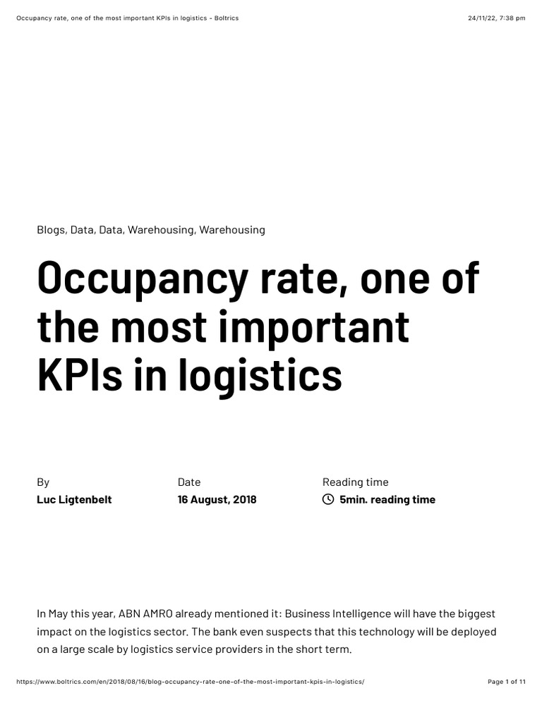 Occupancy Rate, One of The Most Important Kpis in Logistics: Luc ...