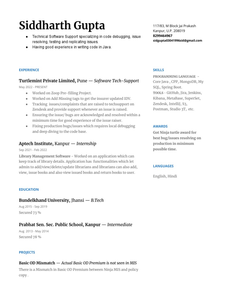 Resume Siddharth | PDF