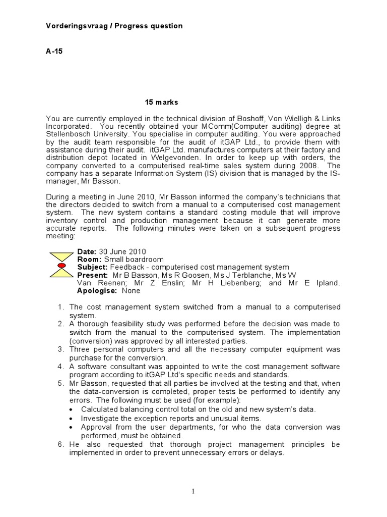 A15 Systems Development Stelsel Ontwikkeling | PDF | Audit | Internal ...