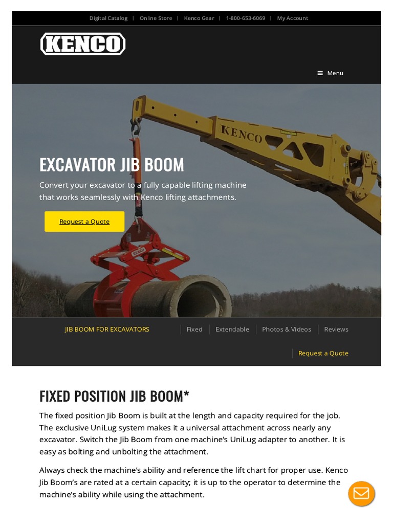 Kenco Excavator Jib Booms & Wheel Loader Jib Booms | PDF