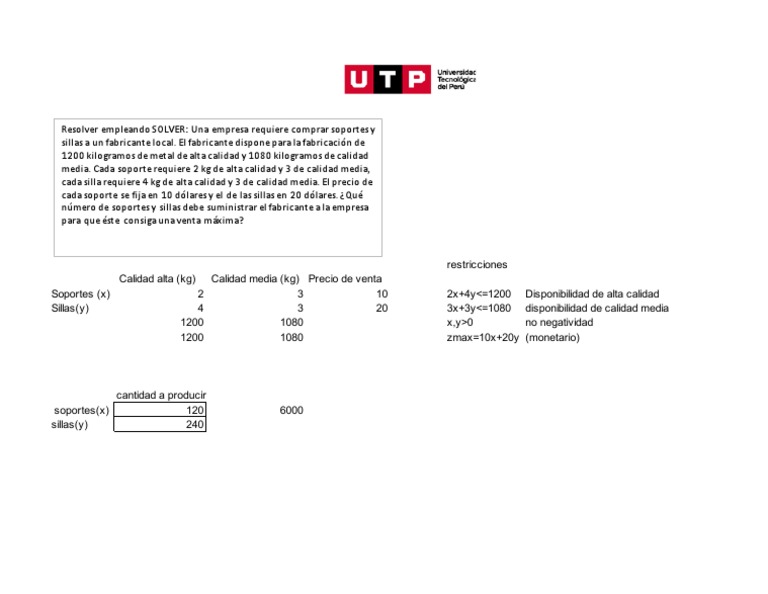 Semana 15 - Excel - Optimización Utilizando Excel Con Herramienta SOLVER | PDF