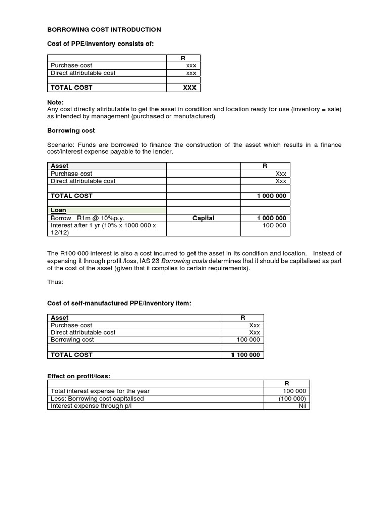Borrowing Cost Class Notes | PDF | Expense | Interest
