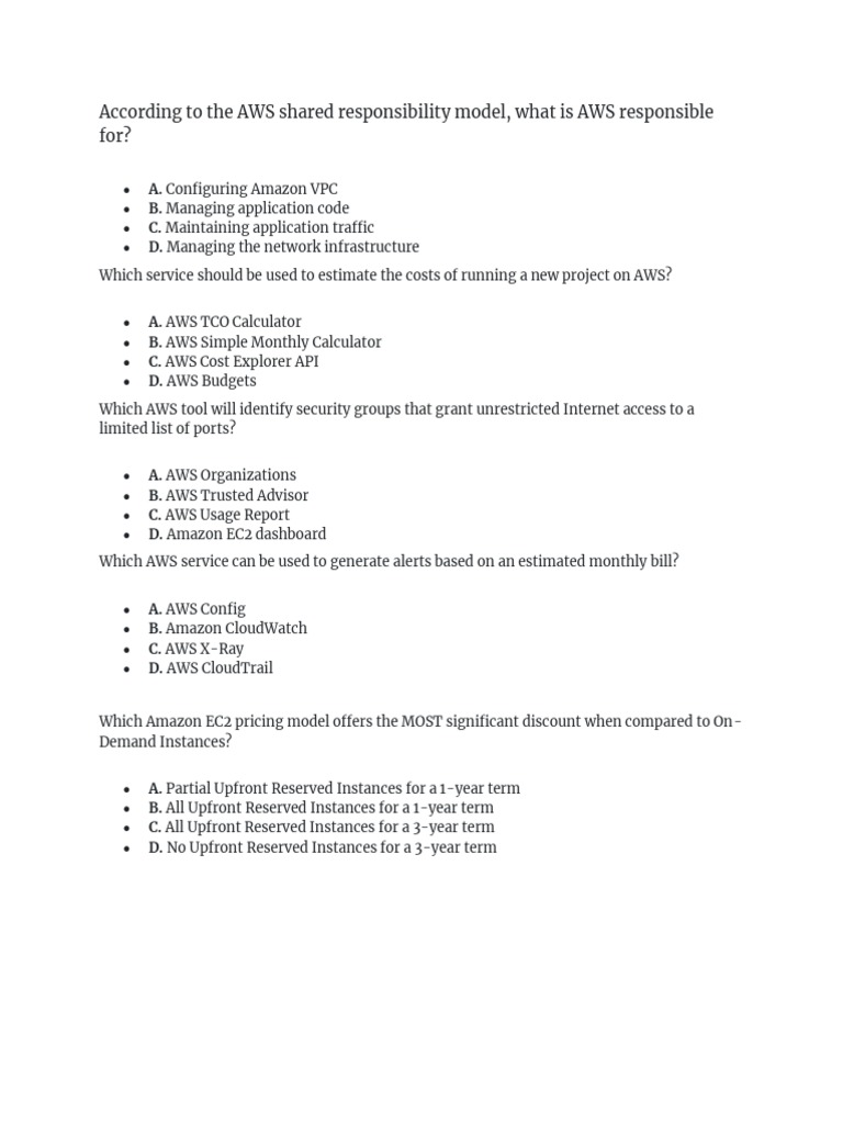 According To The AWS Shared Responsibility Model, What Is AWS Responsible For? | PDF | Amazon ...