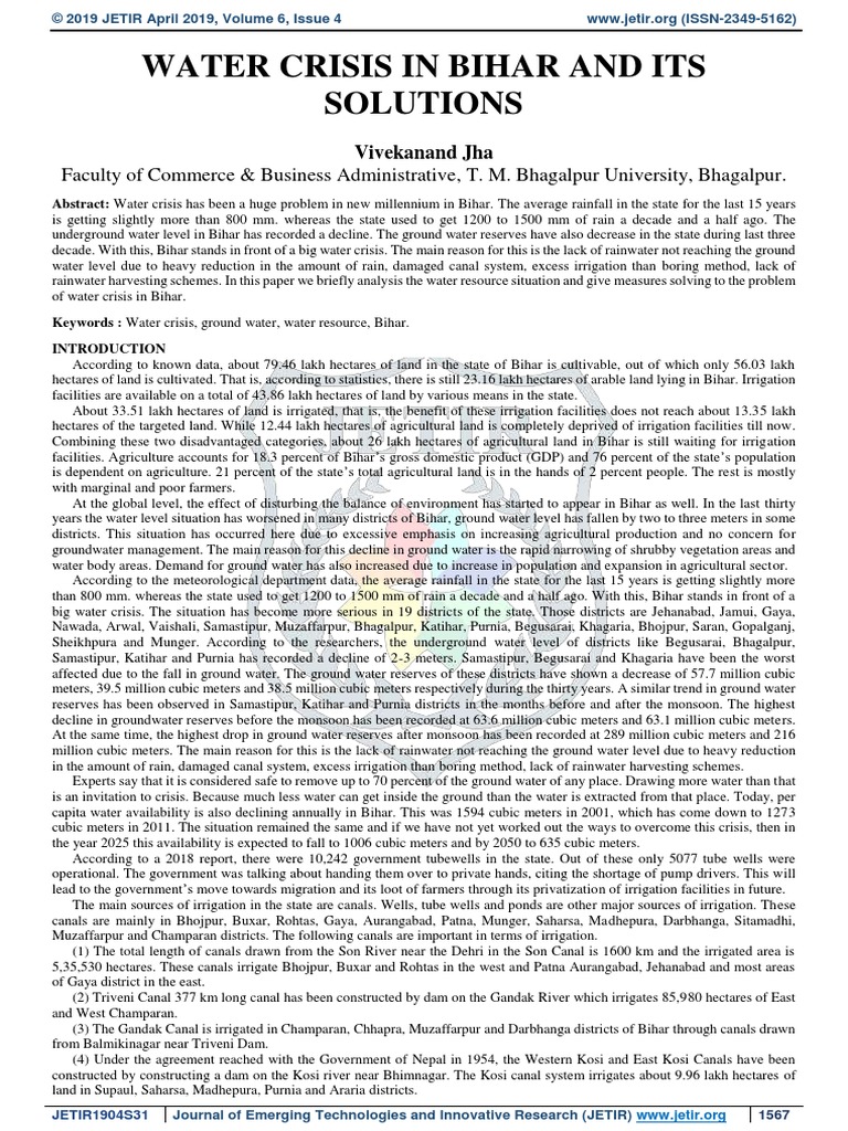 Bihar Water Crisis | PDF | Groundwater | Irrigation
