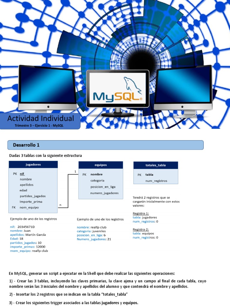 Ejercicio 1 - MySQL - Trimestre 3 | PDF | Datos de computadora | Ingeniería de software