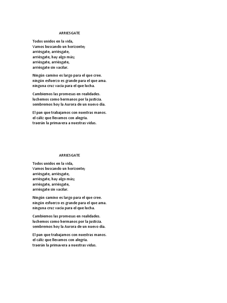 Canto Católico: Arriesgate y Cree | PDF