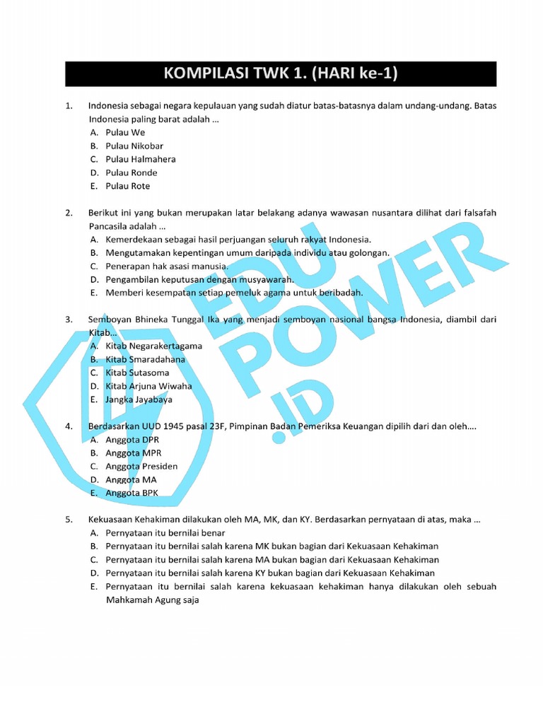 PAKET1-TWK KOMPILASI (Soal) | PDF