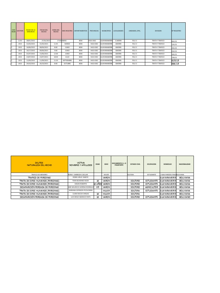 Formulario 20 FELCC Con Tablas Dinamicas | PDF | Abusos de derechos humanos | Derechos humanos