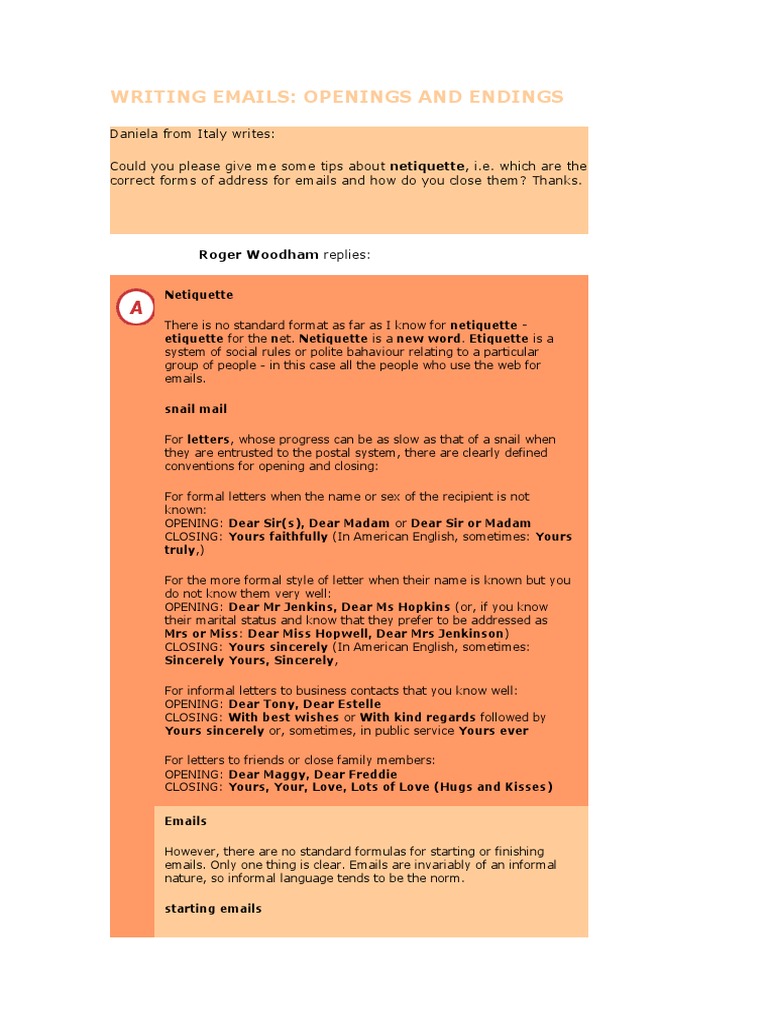 Writing Emails | PDF | Madam | Linguistics