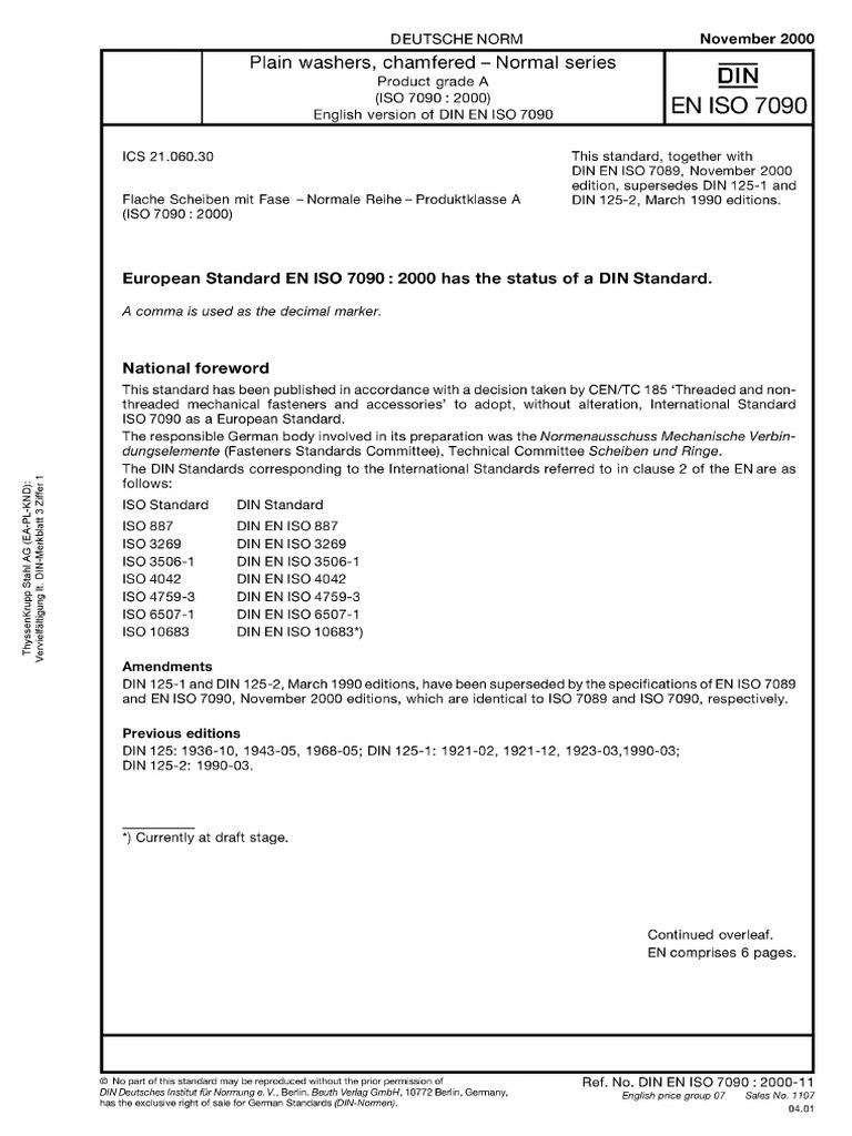 Din en Iso 7090 (2000.11) e | PDF