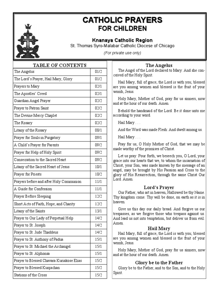 Catholic Prayers for Children Guide | PDF | Mary, Mother Of Jesus | Jesus
