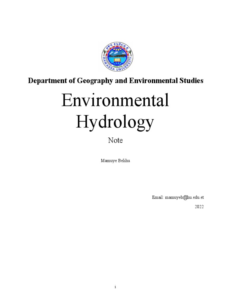 Environmental Hydrology: Department of Geography and Environmental ...